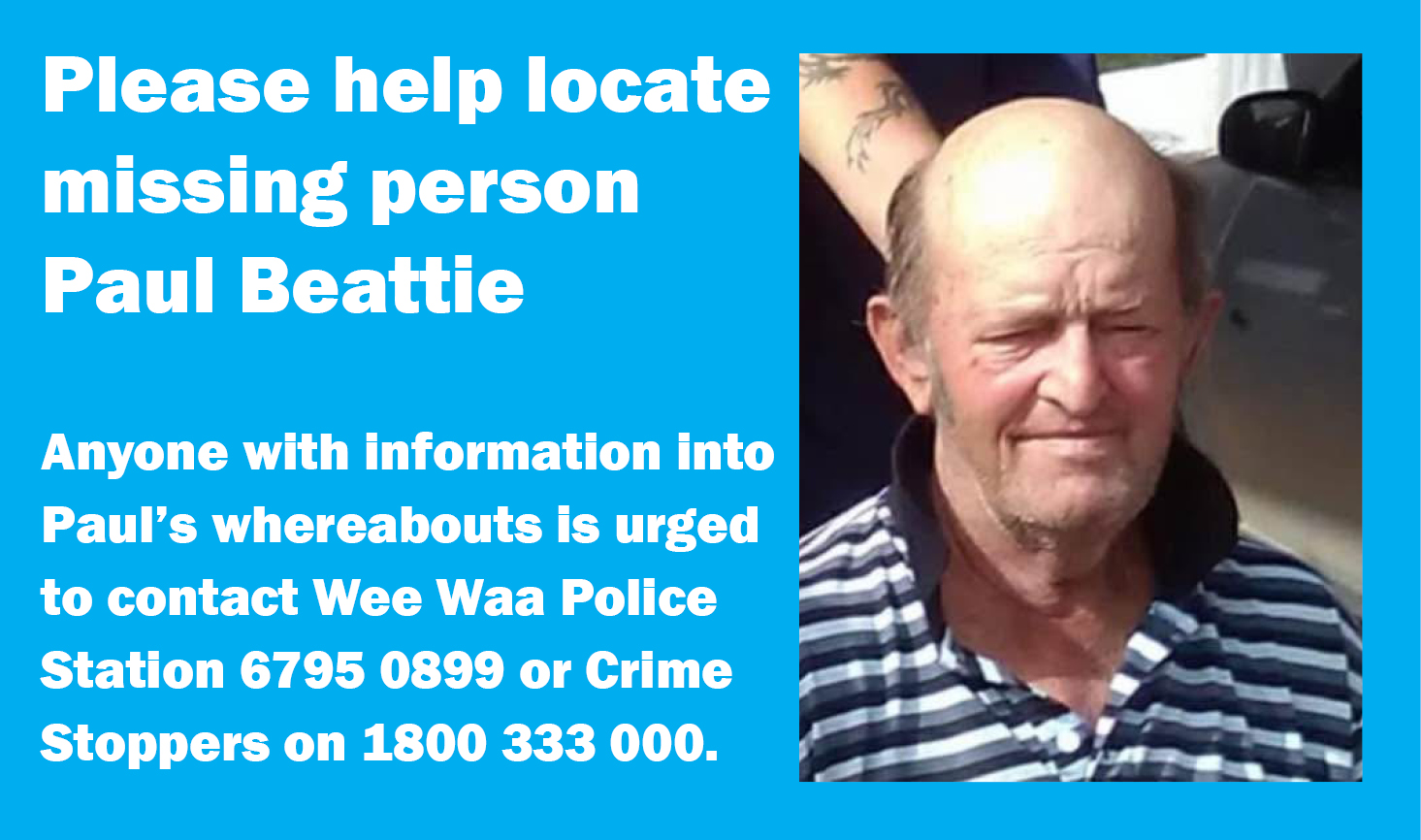 Appeal to locate missing man Paul Beattie last seen at Cuttabri - The Courier